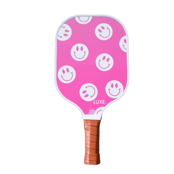 Smiley Face Pickleball Paddle With Leather Grip